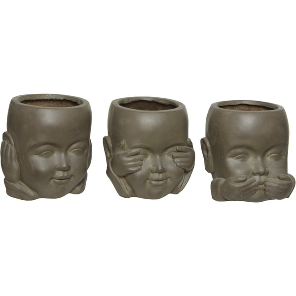 Fibreclay Monk Planter 3 Assorted - Brown – Topline Group